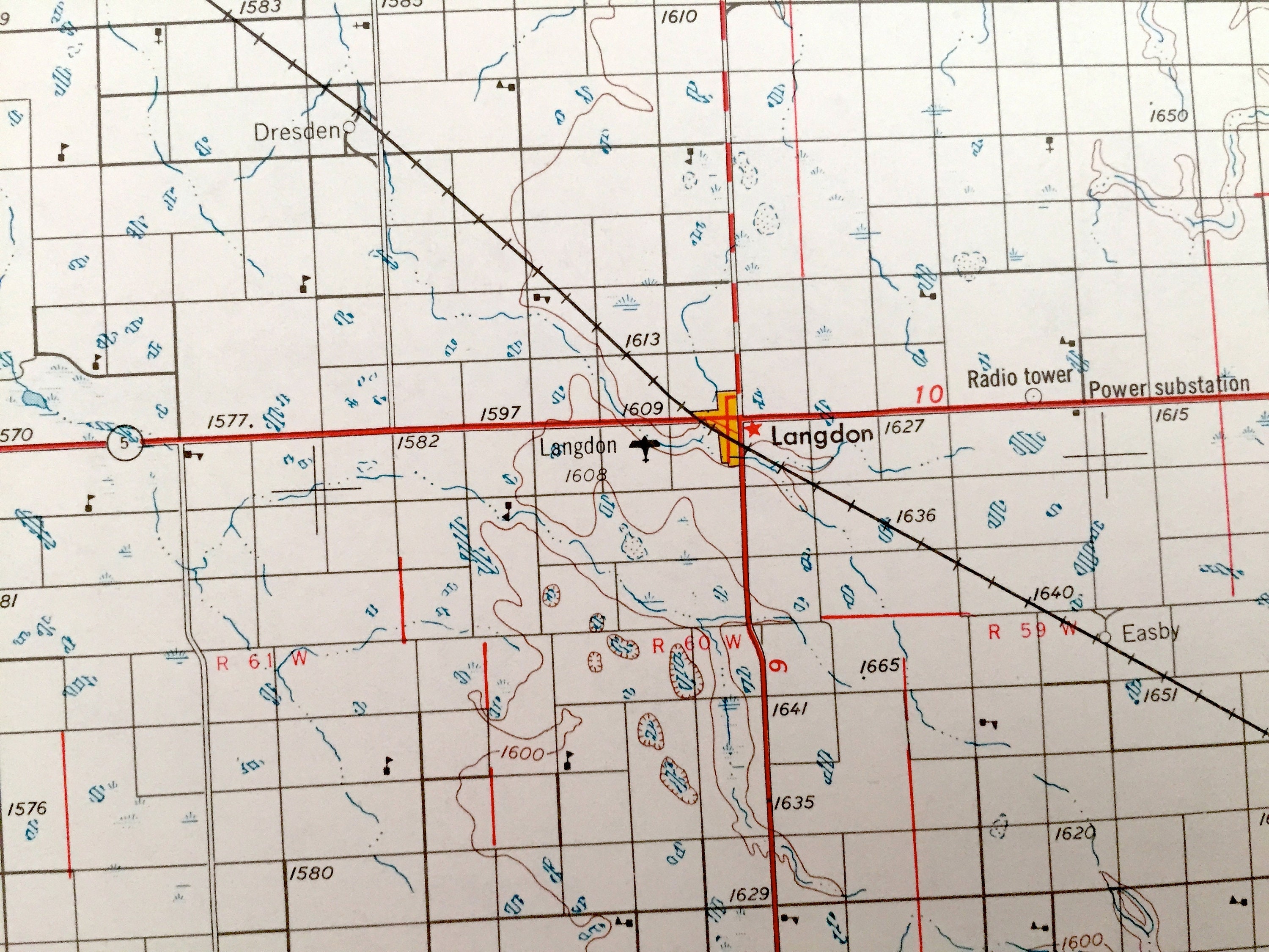 Antique Devils Lake, North Dakota 1953 US Geological Survey Topographic ...