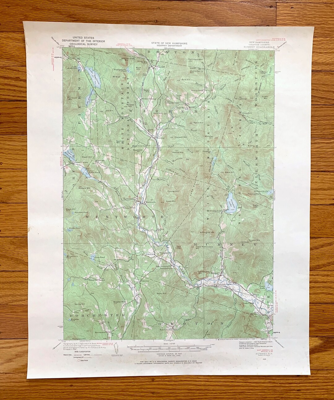 Antique Rumney, New Hampshire 1928 US Geological Survey Topographic Map ...