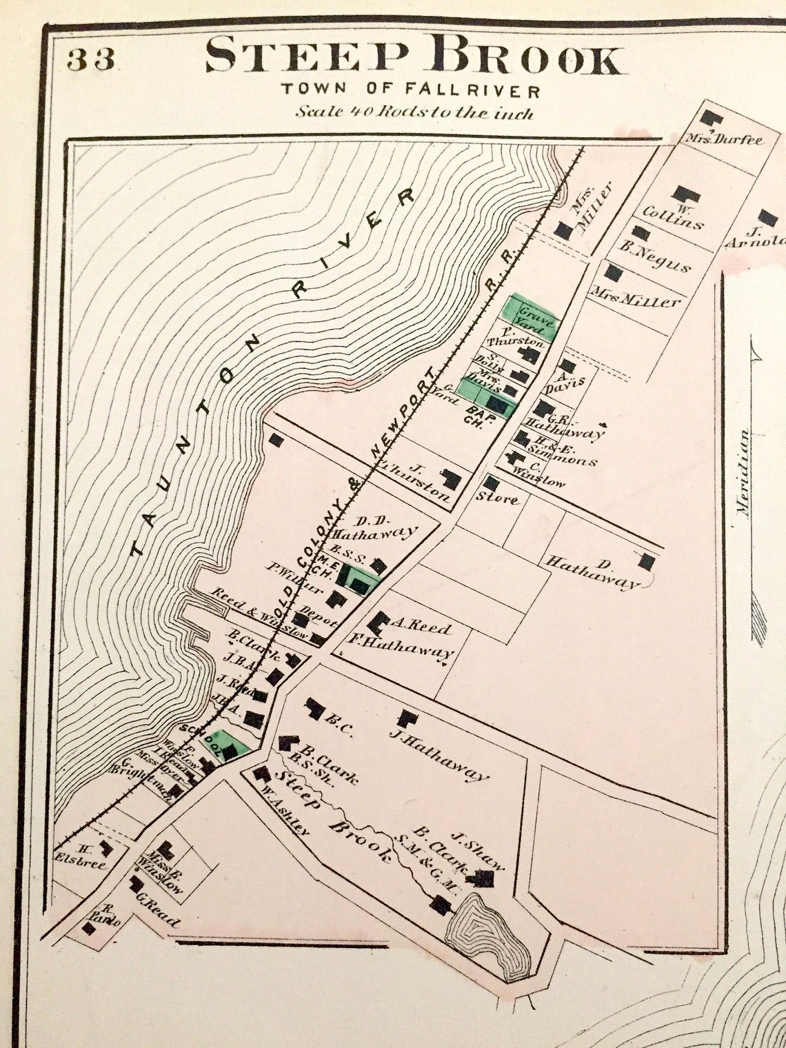 Antique 1871 Fall River Mapa de Massachusetts de F.W. Beers | Etsy