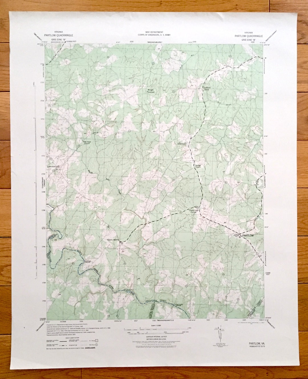 Antique Partlow, Virginia 1942 US Army Topographic Map Spotsylvania ...