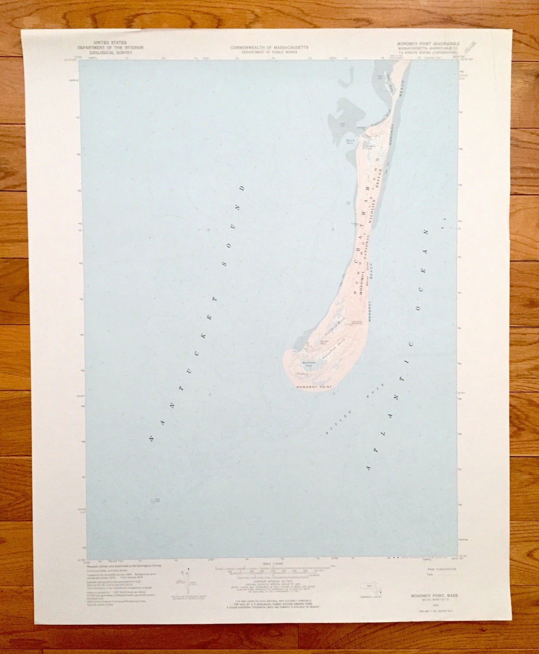 Antique Monomoy Point, Massachusetts 1974 US Geological Survey ...