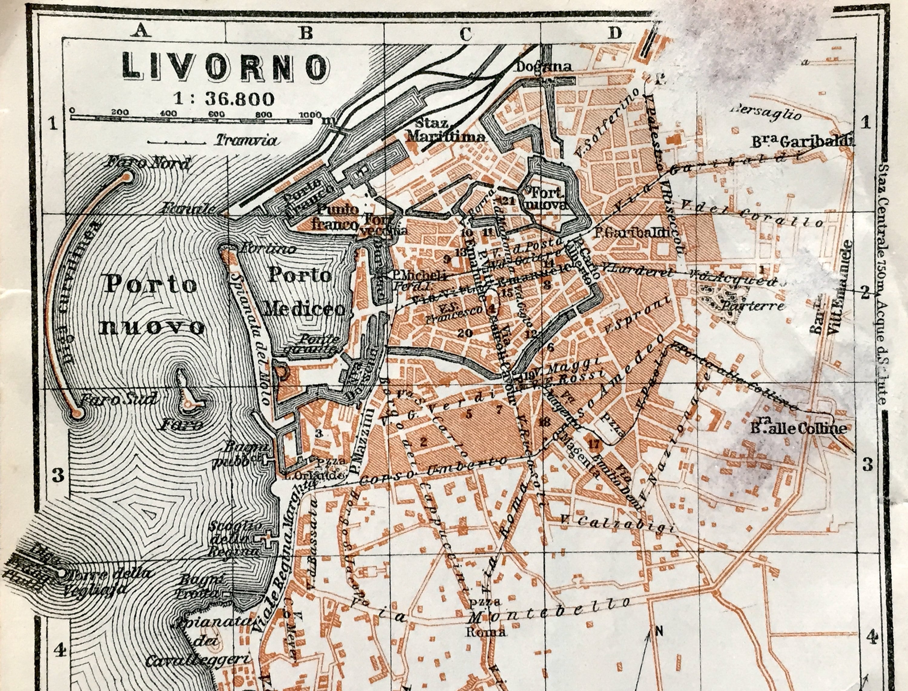 Antique 1913 Livorno Italy Map From Baedekers Guide - Etsy