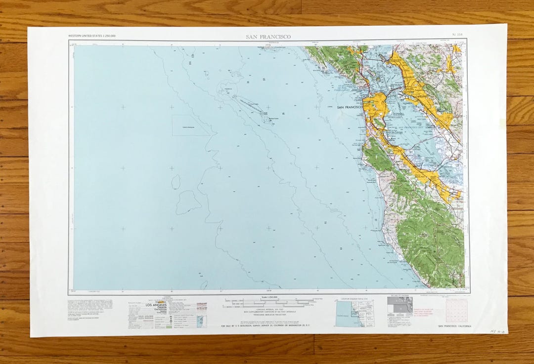 Antique San Francisco, California 1961 US Geological Survey Topographic ...