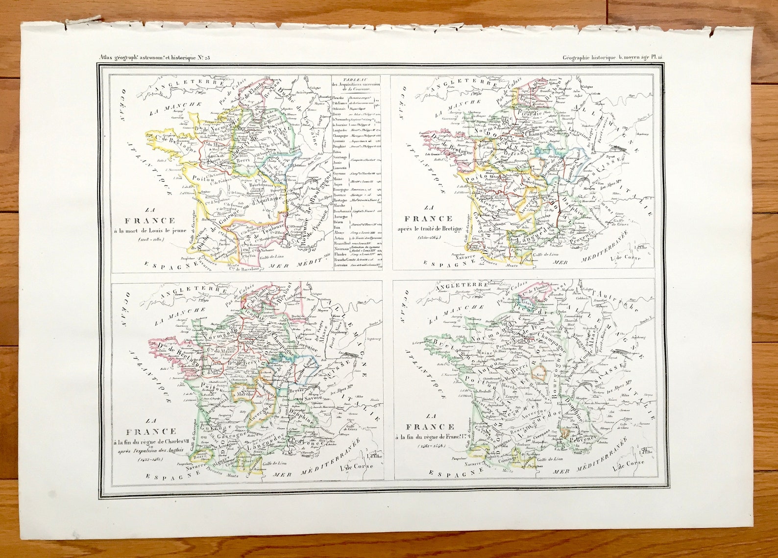 Antique 1835 Ancient France Map From JG Heck's Atlas Géographique ...