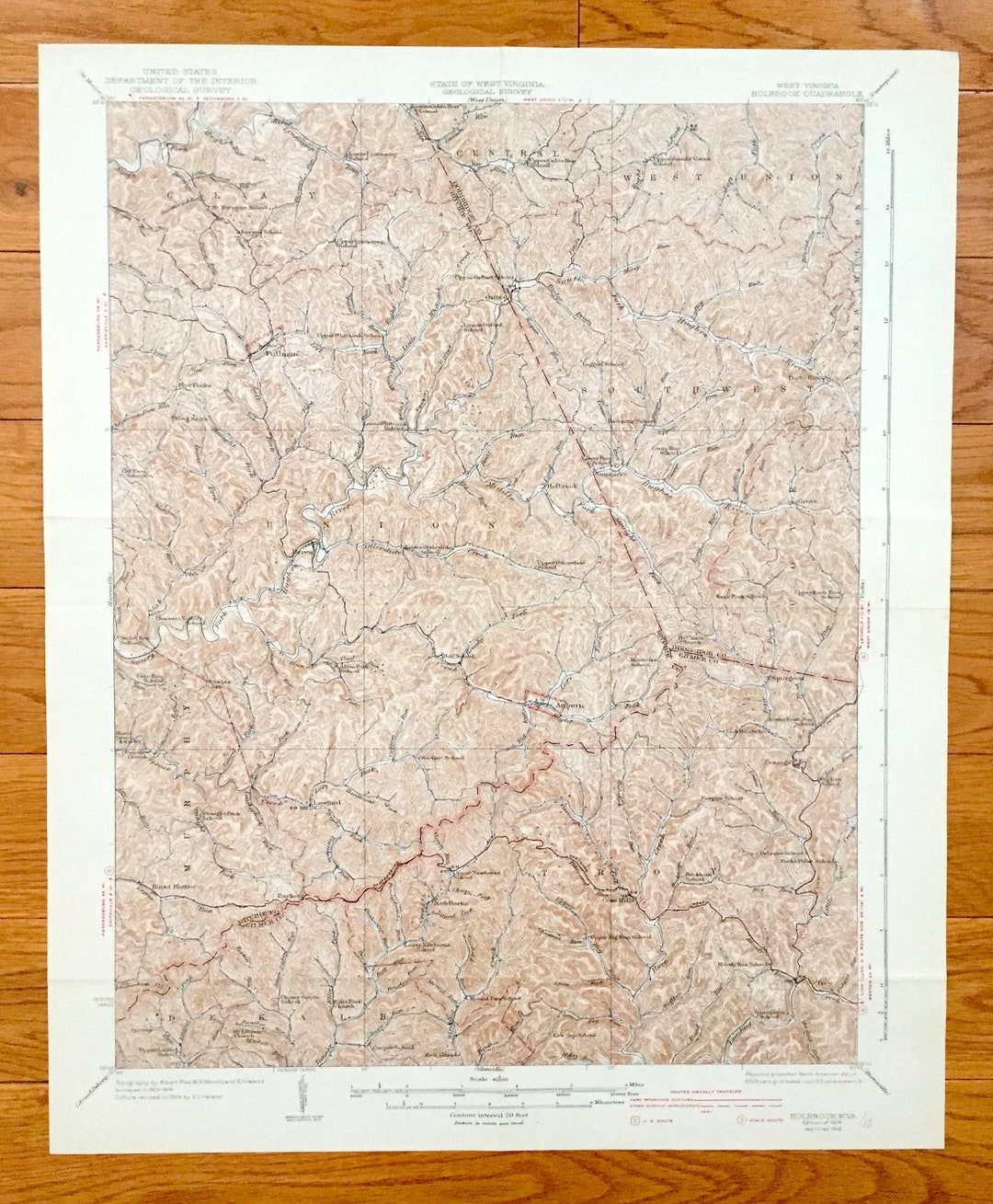 Antique Holbrook, West Virginia 1926 US Geological Survey Topographic ...