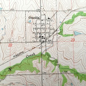 Antique Oneida, Kansas 1961 US Geological Survey Topographic Map ...
