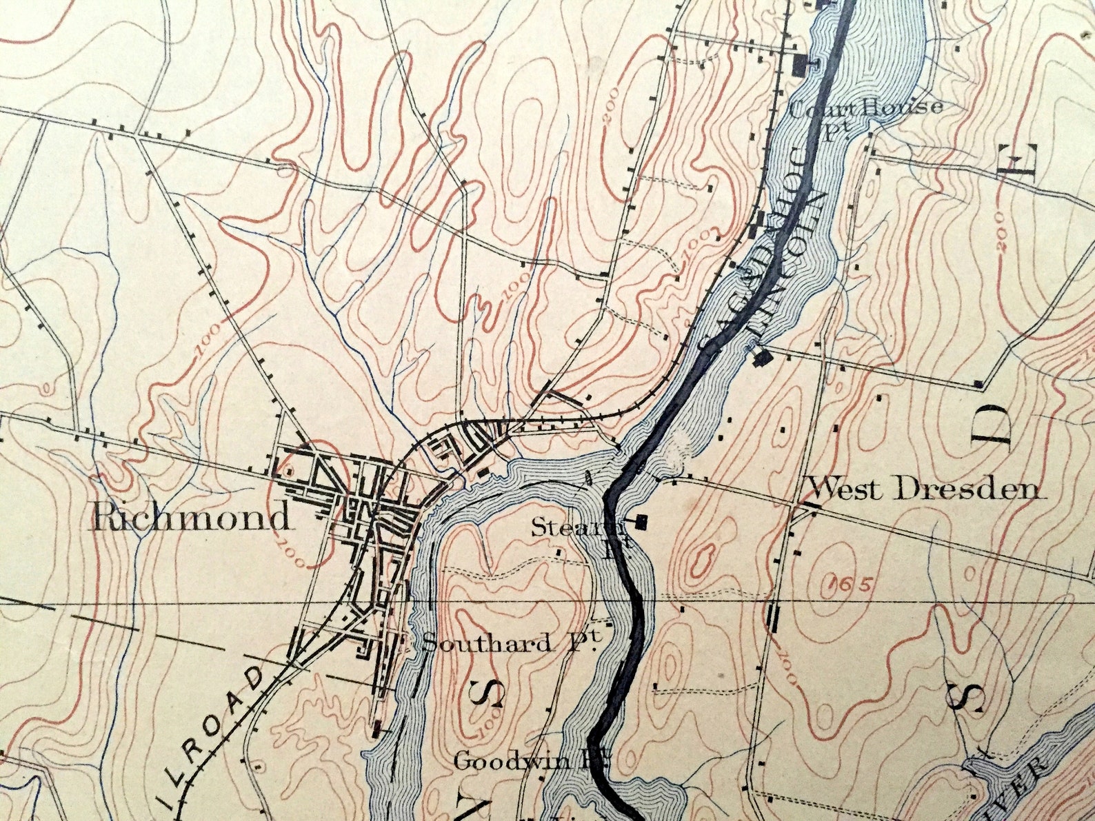 Antique Bowdoin & Gardiner, Maine 1892 US Geological Survey Topographic ...