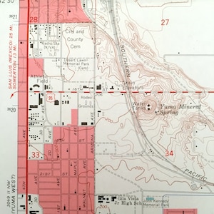 Antique Yuma, Arizona & CA 1965 US Geological Survey Topographic Map ...