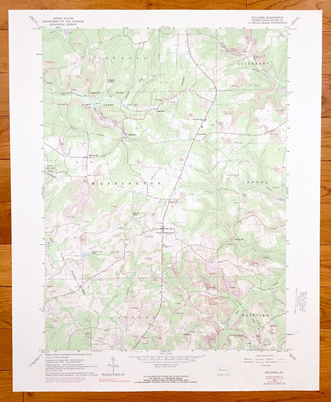 Antique Hilliards, Pennsylvania 1963 US Geological Survey Topographic ...