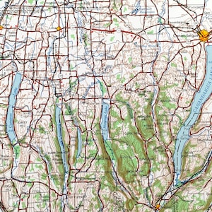 Antique Finger Lakes, New York 1965 US Geological Survey Topographic ...