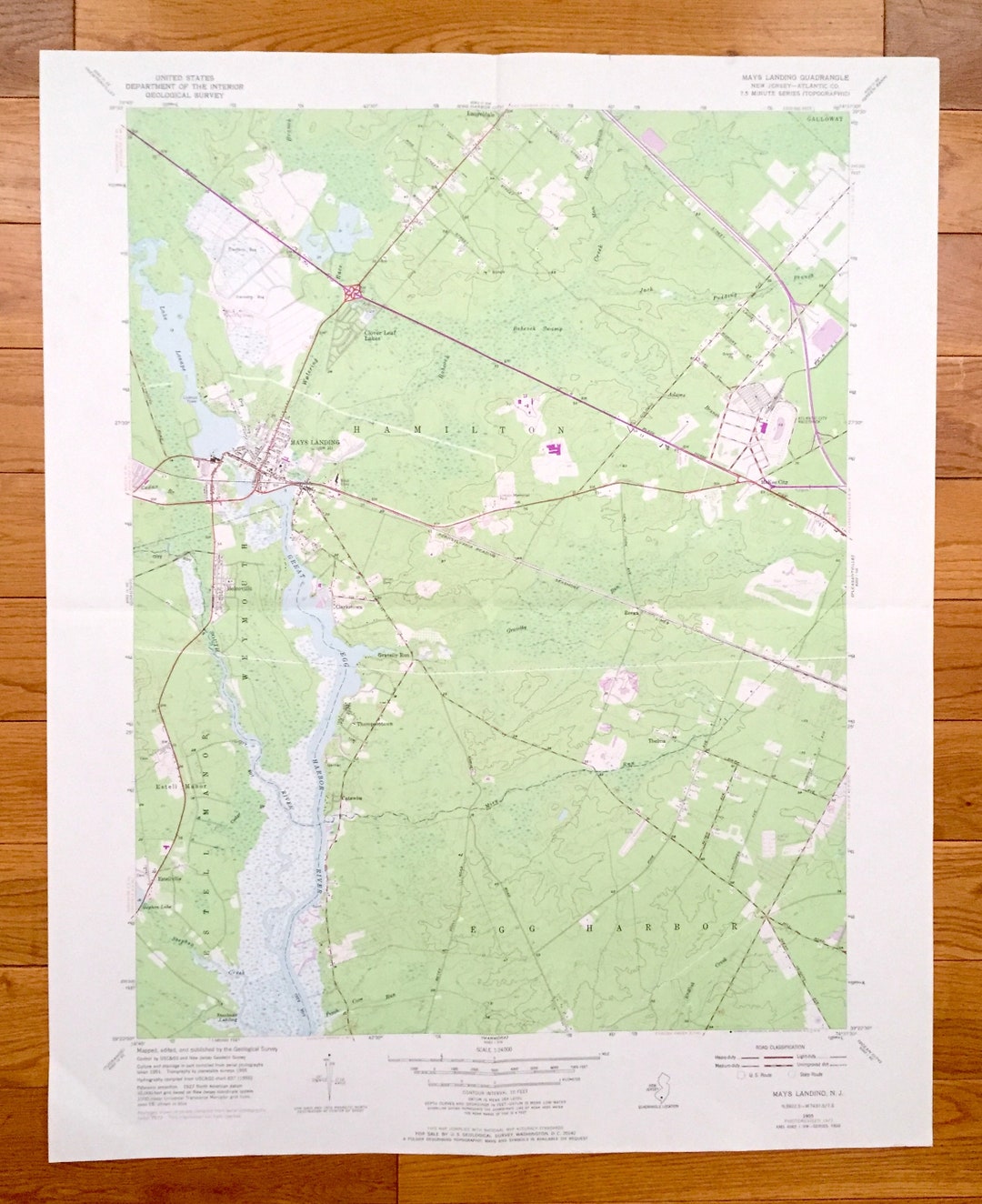 Antique Mays Landing, New Jersey 1955 US Geological Survey Topographic ...