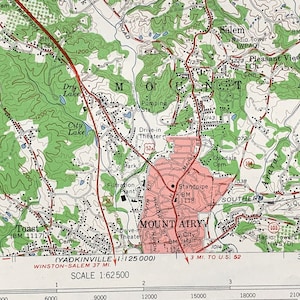Antique Mount Airy, North Carolina 1957 US Geological Survey ...