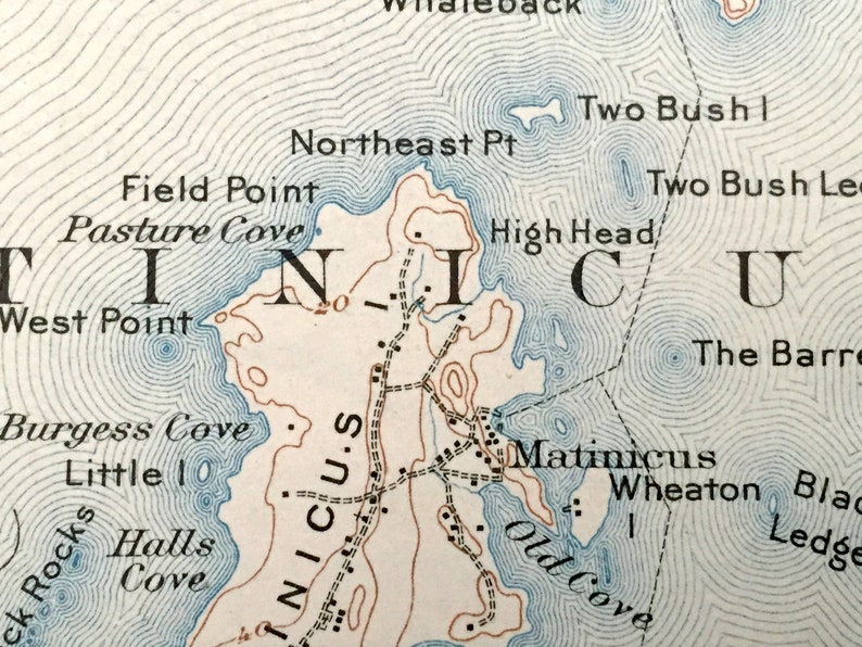 Antique Matinicus Maine 1906 US Geological Survey Topographic - Etsy