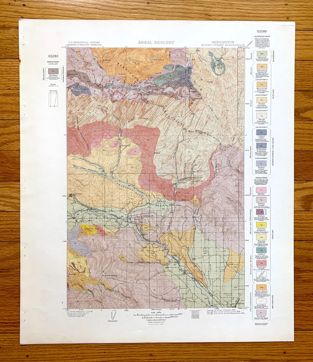 Antique Mount Stuart, Washington 1903 US Geological Survey Topographic ...