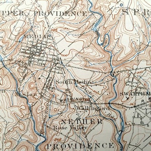 Antique Chester County, Pennsylvania 1898 US Geological Survey Map ...