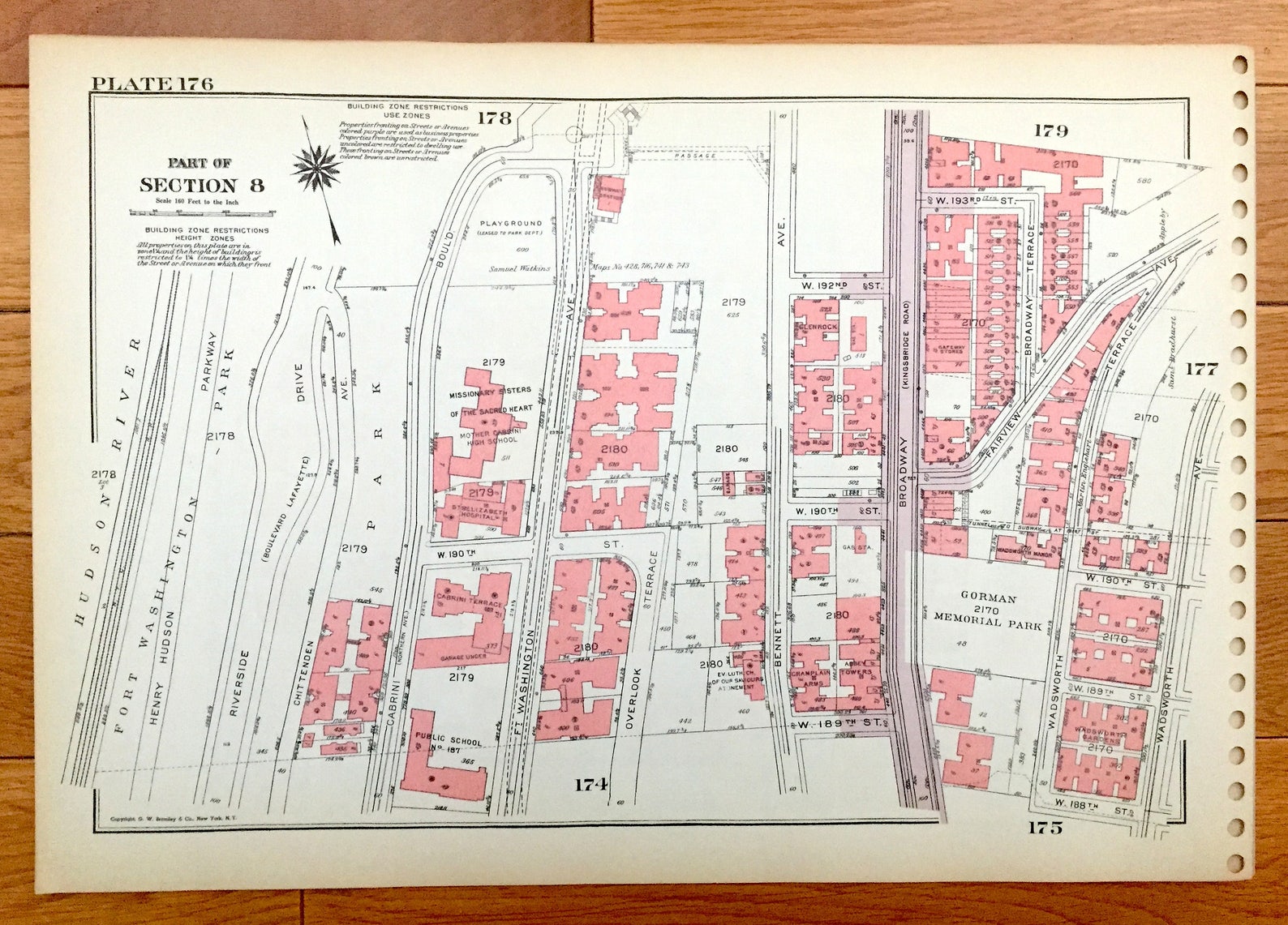 Antique Manhattan, New York City Map From Bromley's 1955 Manhattan Land ...