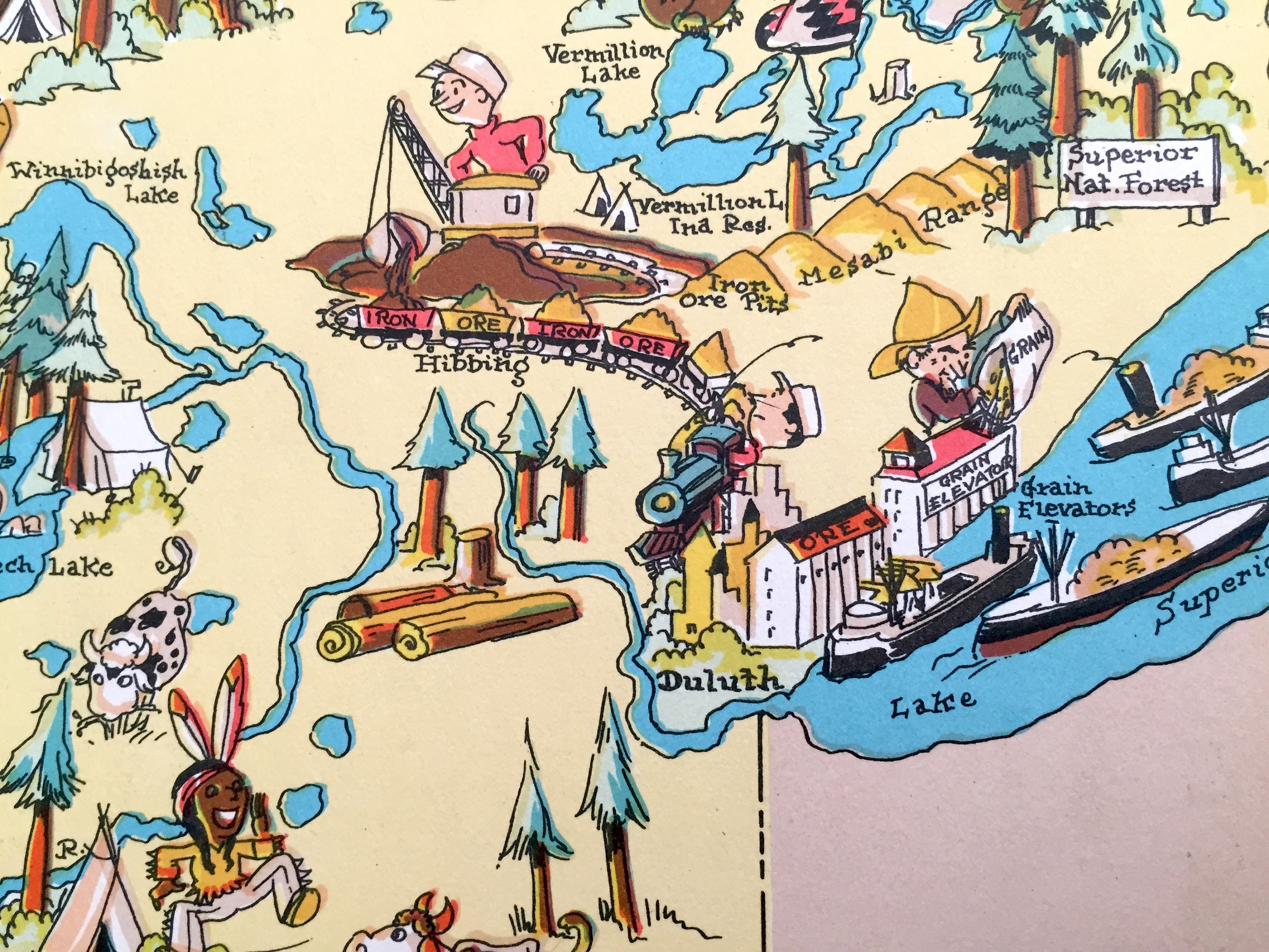 Antique 1935 Minnesota State Map From Our Gay Geography by Ruth Taylor ...