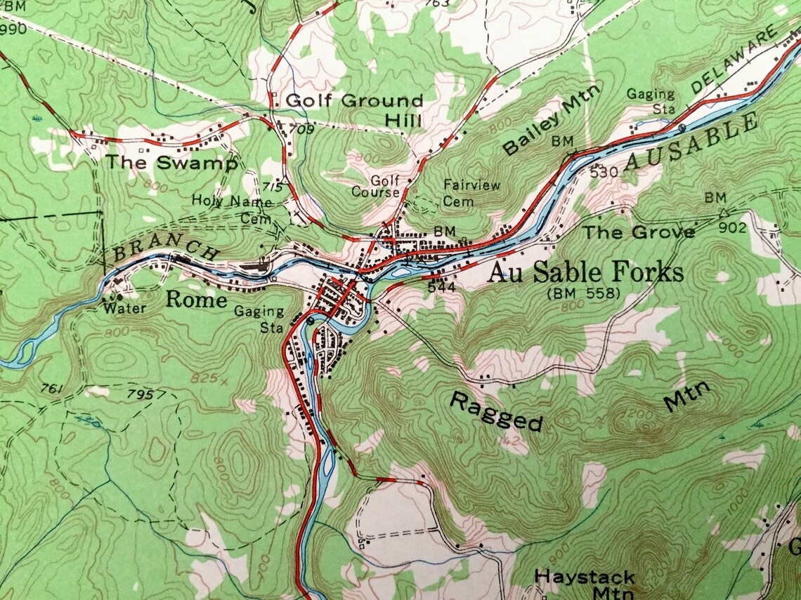 Antique Au Sable Forks, New York 1953 US Geological Survey Topographic ...
