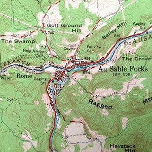 Antique Au Sable Forks, New York 1953 US Geological Survey Topographic ...
