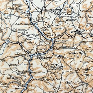 Antique 1911 Mayen and Daun, Germany Map From Baedekers Guide Atlas ...