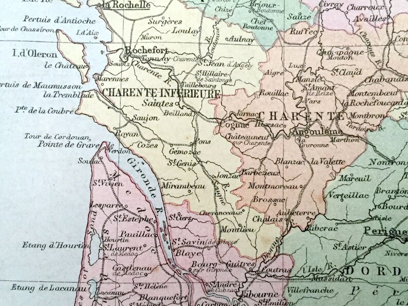 Antique 1888 France Map From A & C Black's World Atlas – Paris ...