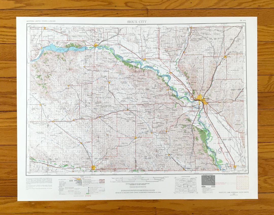 Antique Sioux City, Iowa 1955 US Geological Survey Topographic Map ...