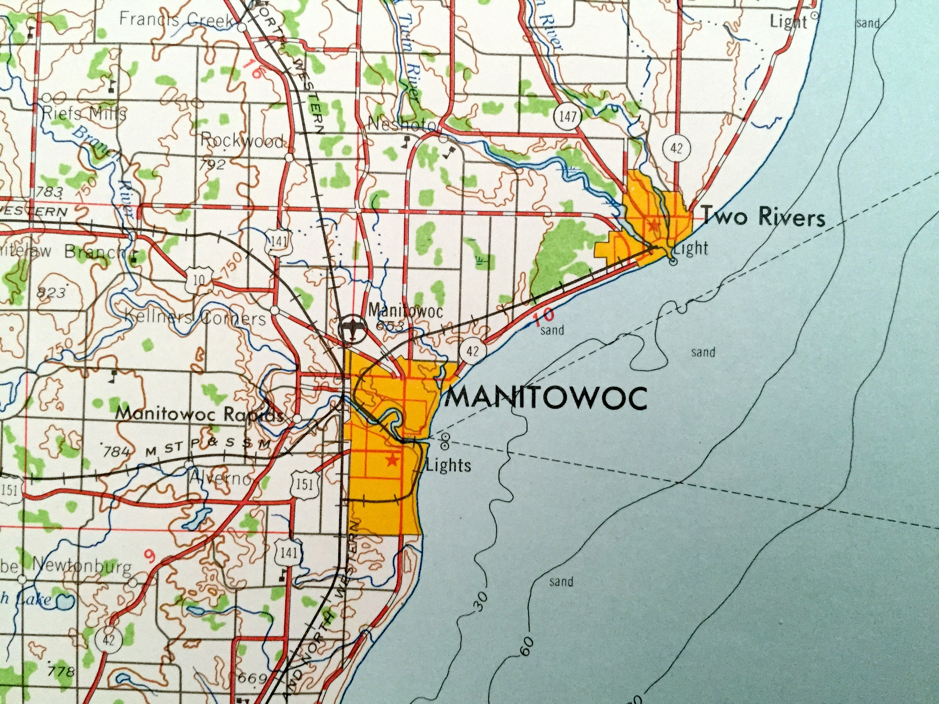 Antique Manitowoc Wisconsin 1958 US Geological Survey - Etsy España