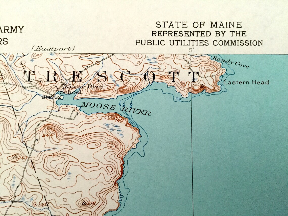Antique Cutler Maine 1917 US Geological Survey Topographic - Etsy