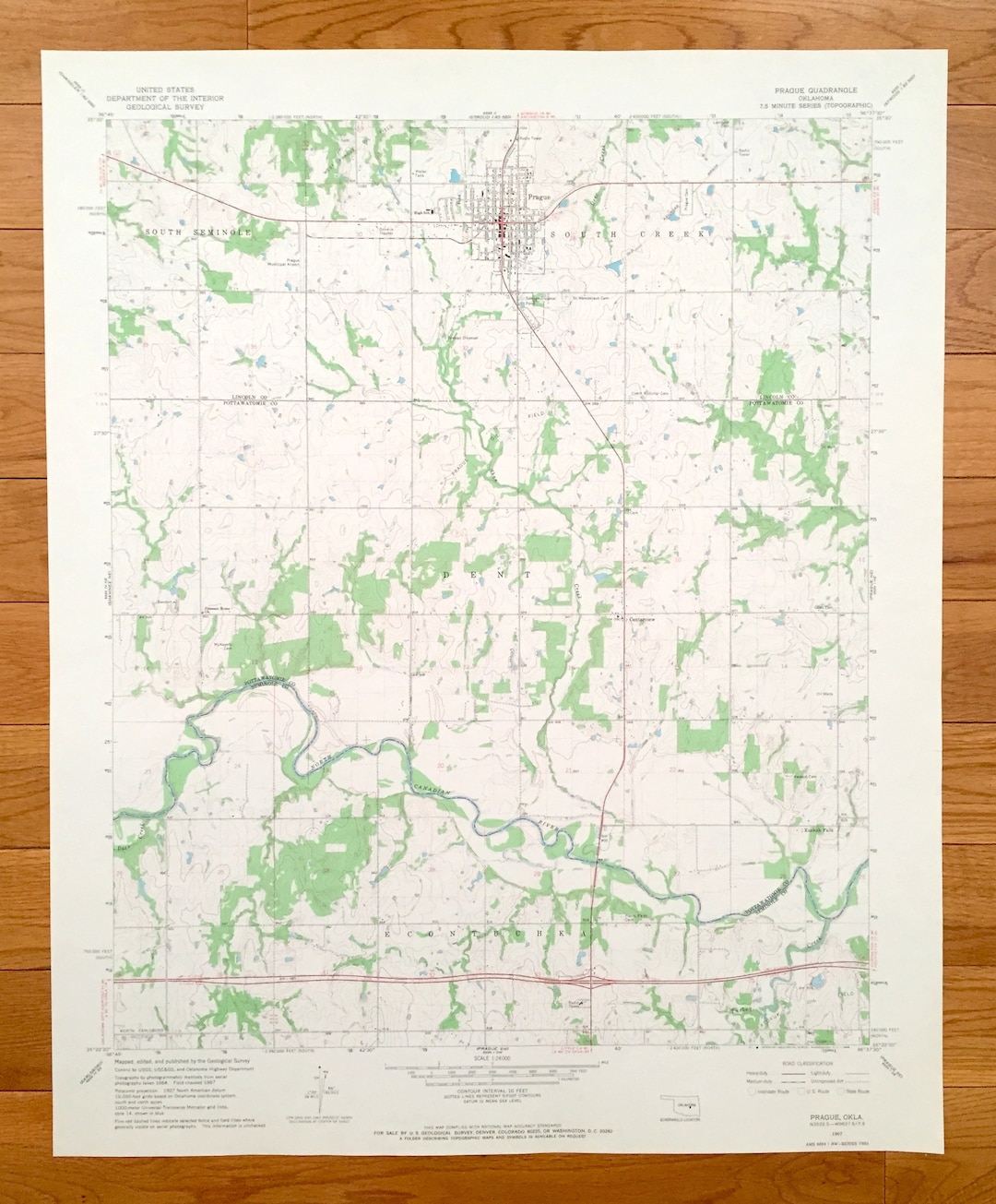Antique Prague, Oklahoma 1967 US Geological Survey Topographic Map ...
