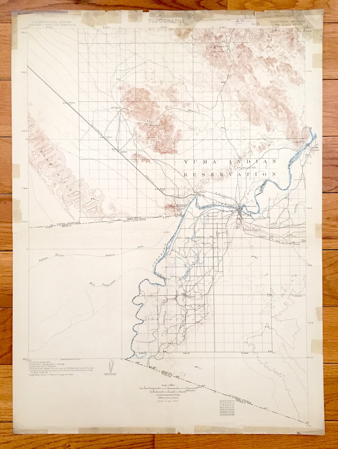 Antique Yuma, Arizona 1905 US Geological Survey Topographic Map ...