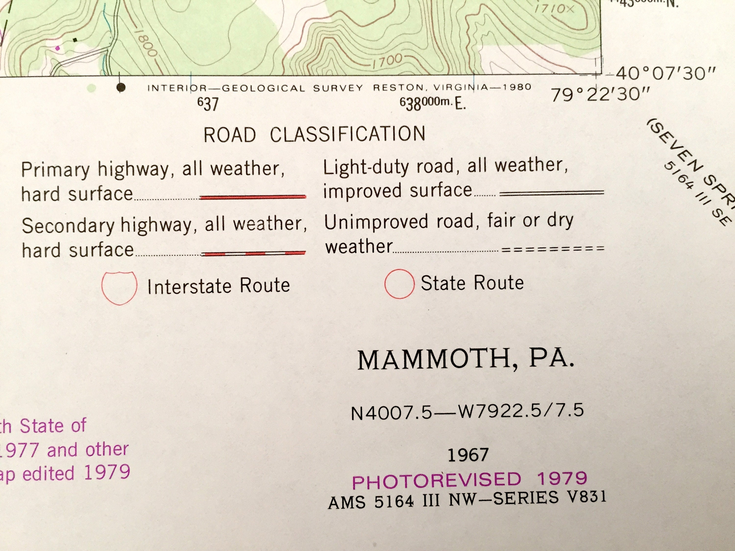 Antique Mammoth, Pennsylvania 1967 US Geological Survey Topographic Map ...