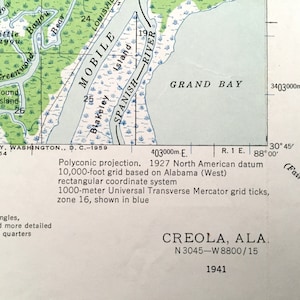 Antique Creola, Alabama 1941 US Geological Survey Topographic Map ...