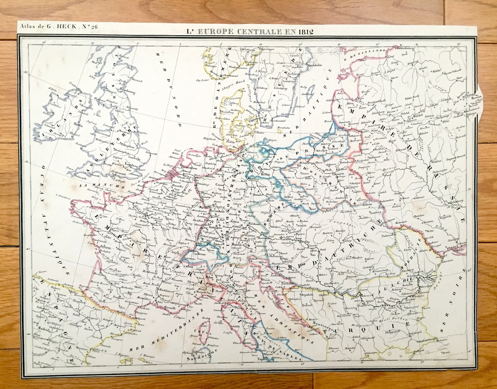 Antique 1842 Europe of the Year 1812 Map From G Heck's Atlas ...