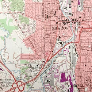 Antique Sharon, Pennsylvania & Hubbard, Ohio 1962 US Geological Survey ...