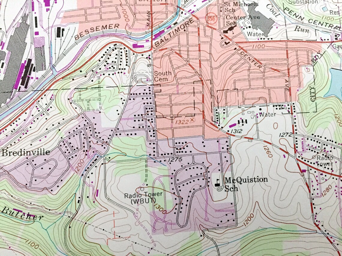 Antique Butler, Pennsylvania 1958 US Geological Survey Topographic Map ...