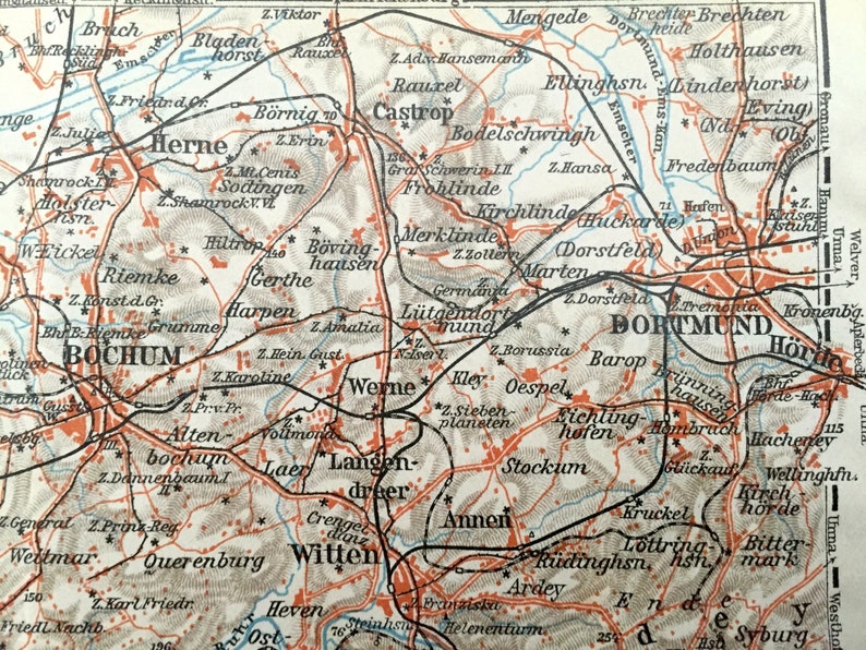 Antique 1925 Northern Germany Map From Baedekers Guide Atlas - Etsy