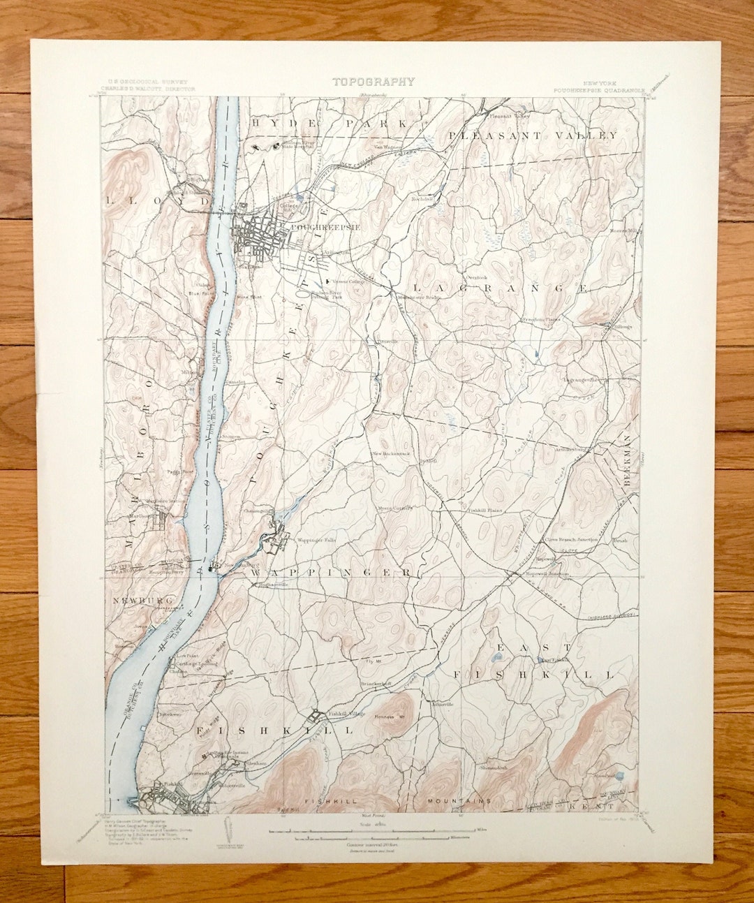 Antique Poughkeepsie, New York 1903 US Geological Survey Topographic ...