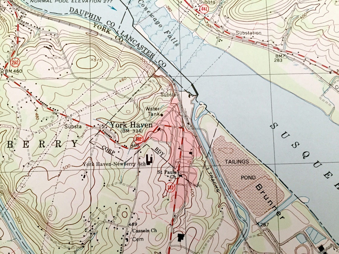 Antique York Haven, Pennsylvania 1999 US Geological Survey Topographic ...