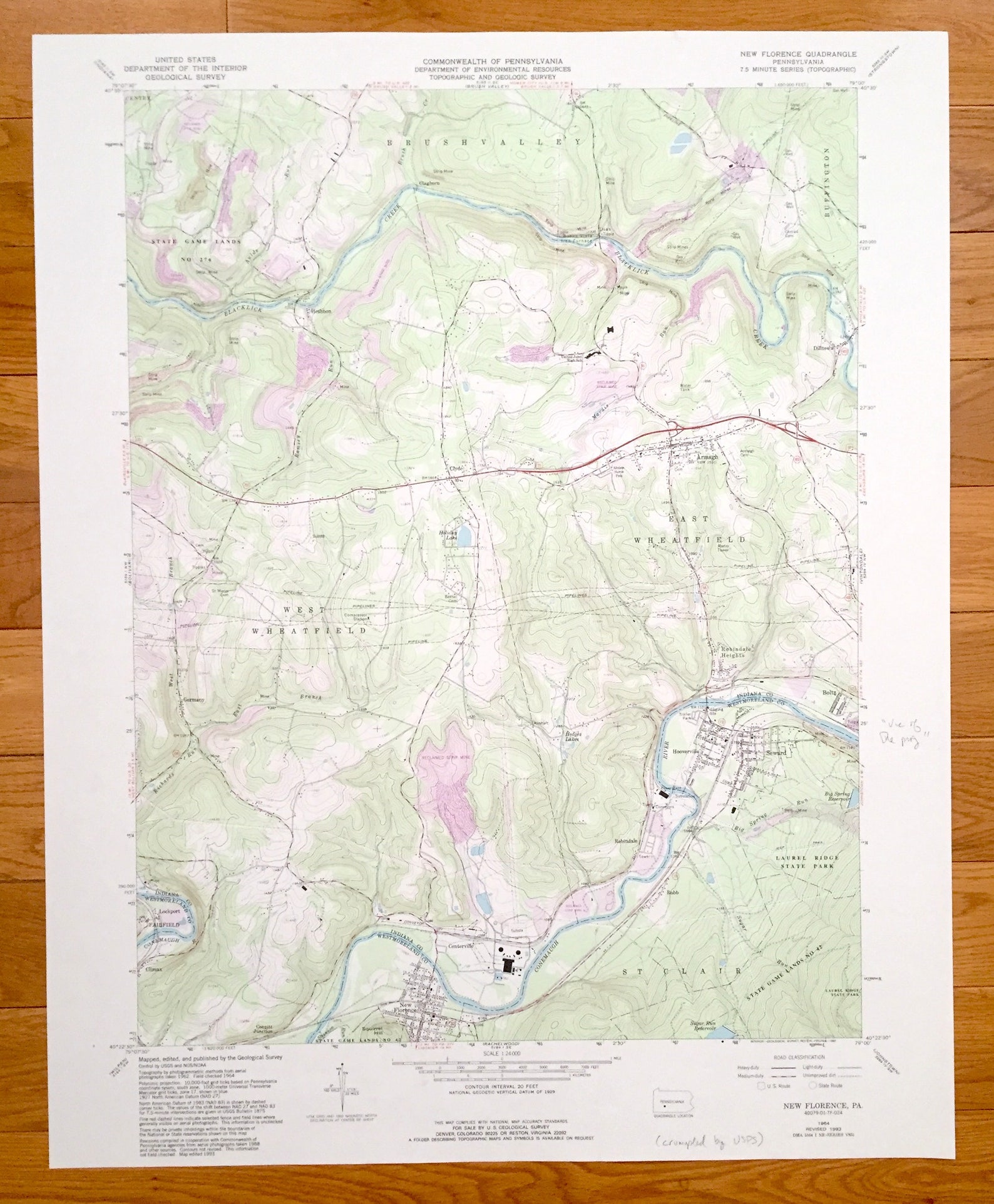 Antique New Florence, Pennsylvania 1964 US Geological Survey ...