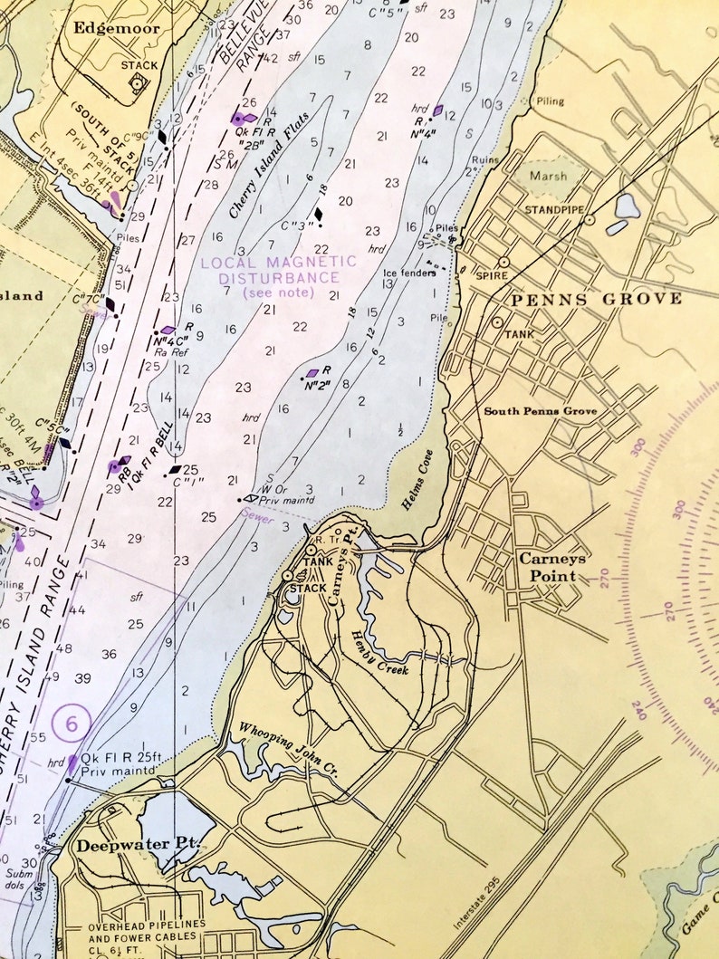 Antique Delaware River 1975 US Coast Guard NOAA Nautical Map ...