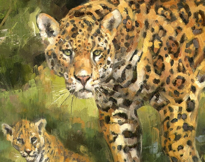 Jaguar Watercolor Painting Art Print by Catcoq. Museum-quality on Thick ...