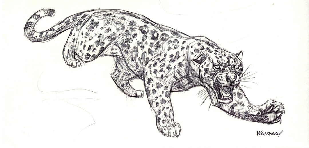 Running Jaguar ORIGINAL DRAWING - Etsy