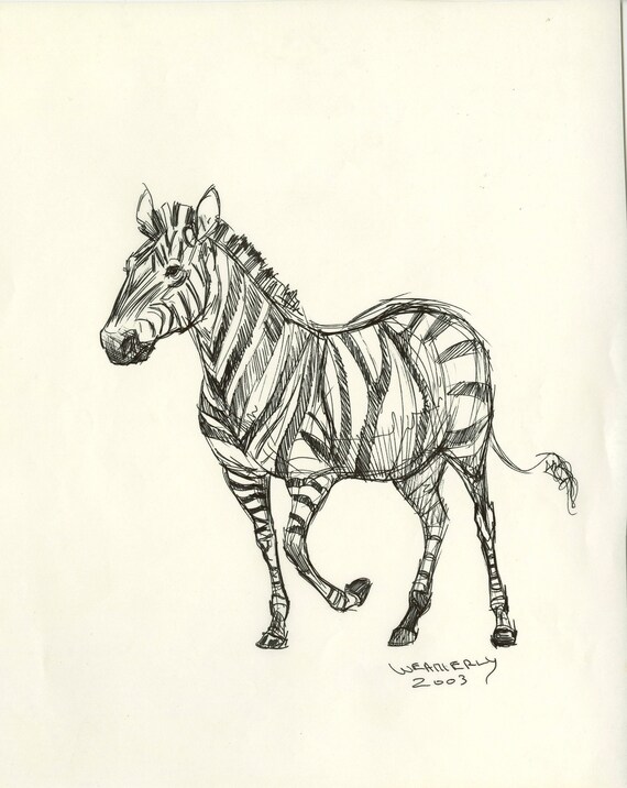 Zebra ORIGINAL DRAWING - Etsy
