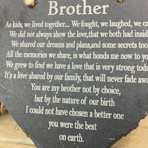 Personalized Brother Memorial Slate Heart Plaque: Remembrance Grave ...
