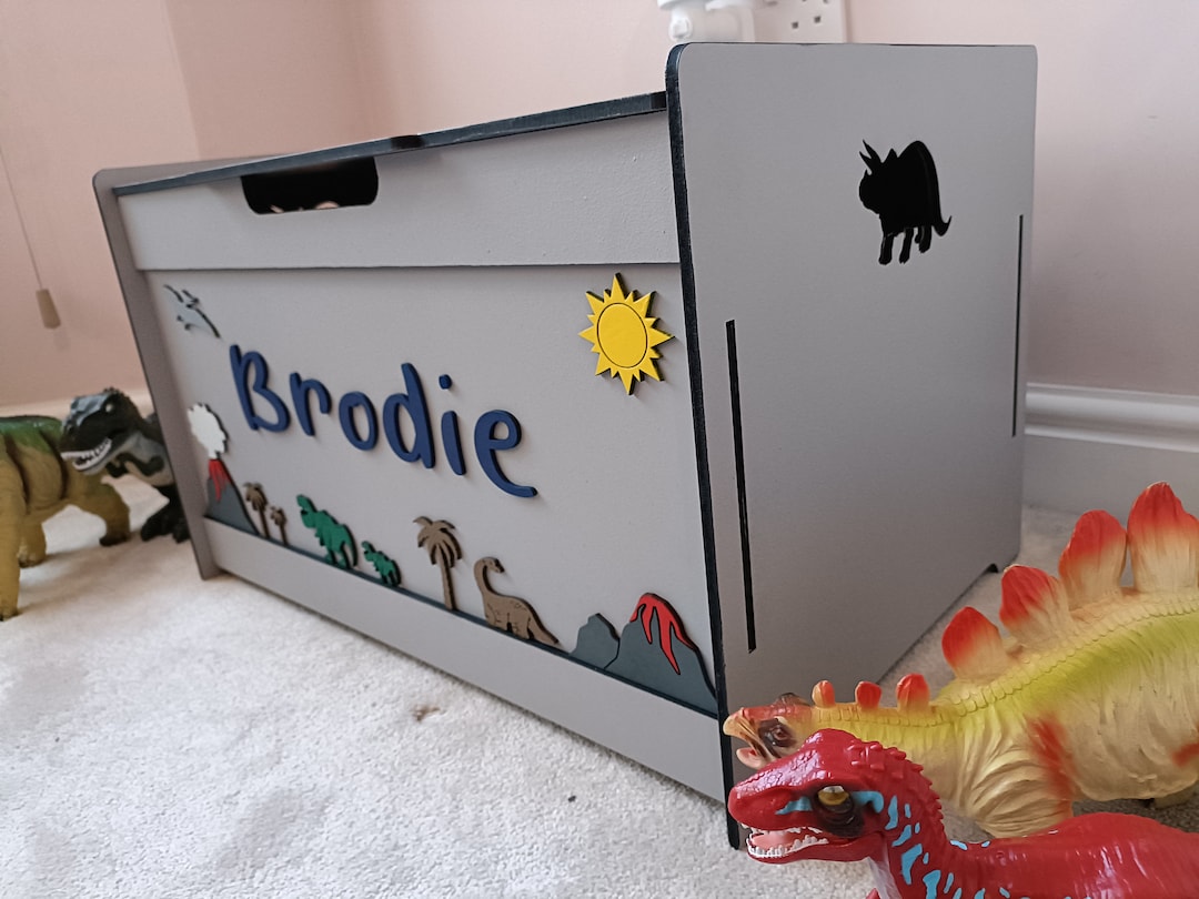 Children's Personalised Toy Storage Box - Wooden Toy Organiser for ...