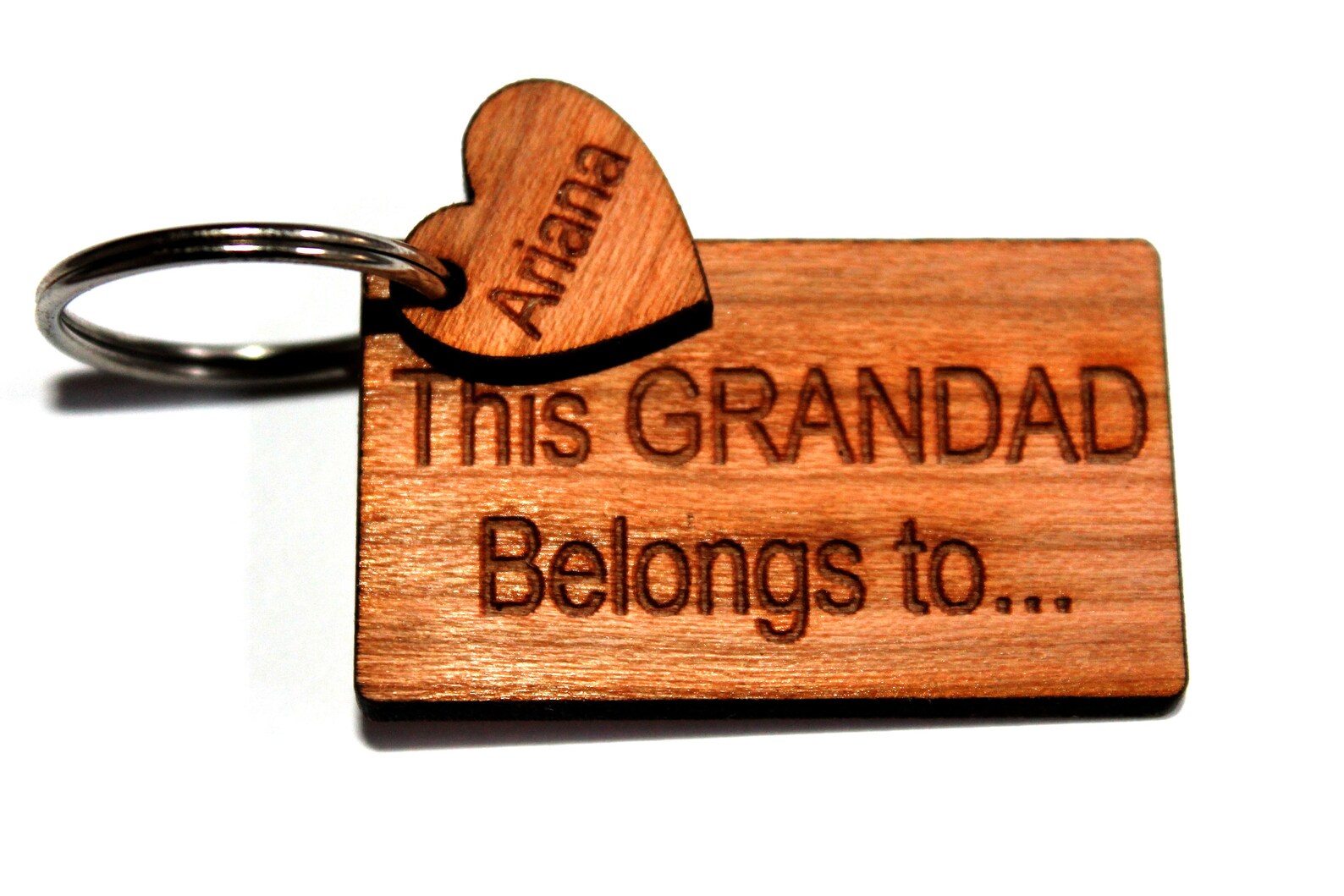 Personalized Grandad Keychain, Engraved Cherry Wood Keyring - Etsy UK