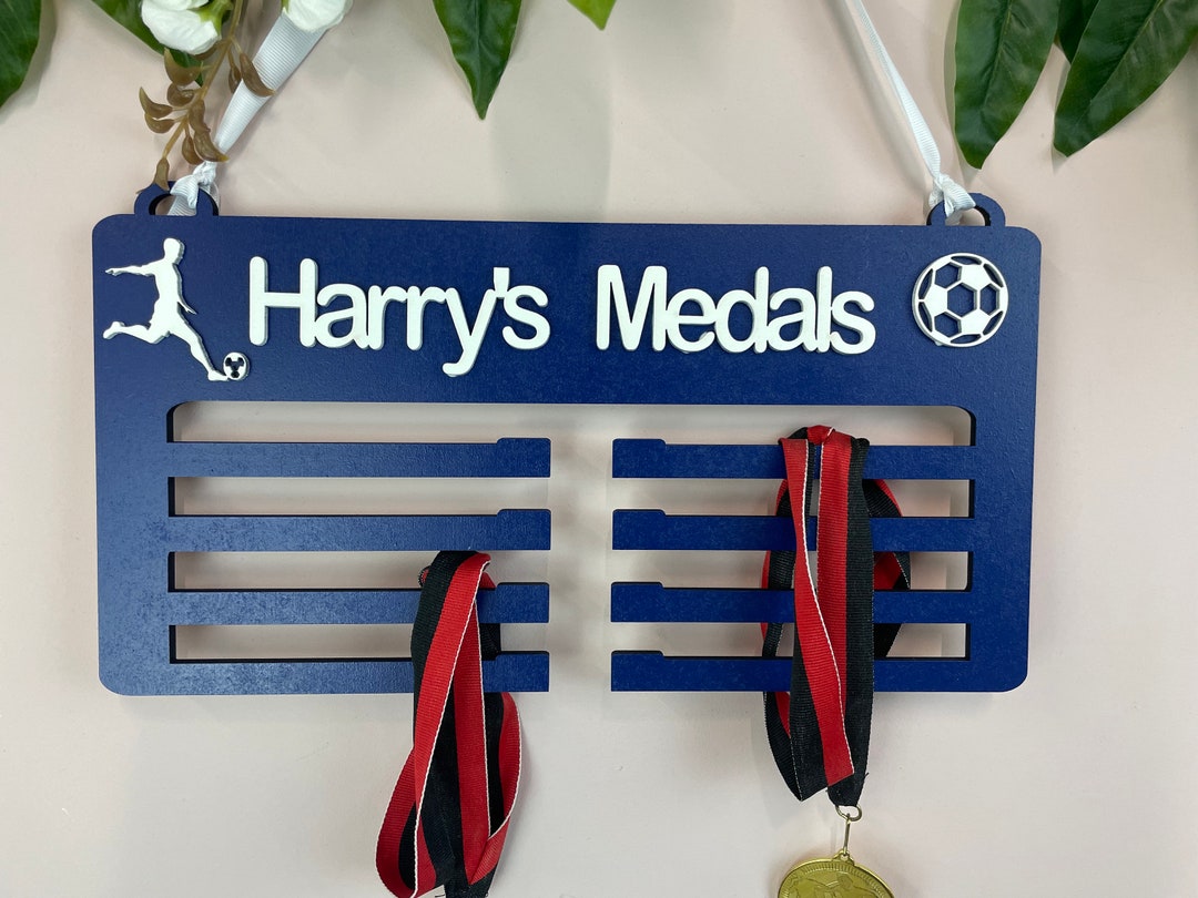 Personalised Football Medal Plaque-medal Display Rack-personalised ...