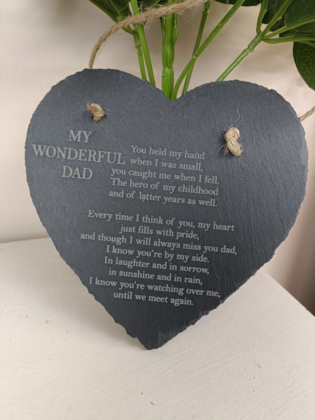 Personalized Dad Memorial Slate Heart Plaque: Remembrance Garden Stone ...