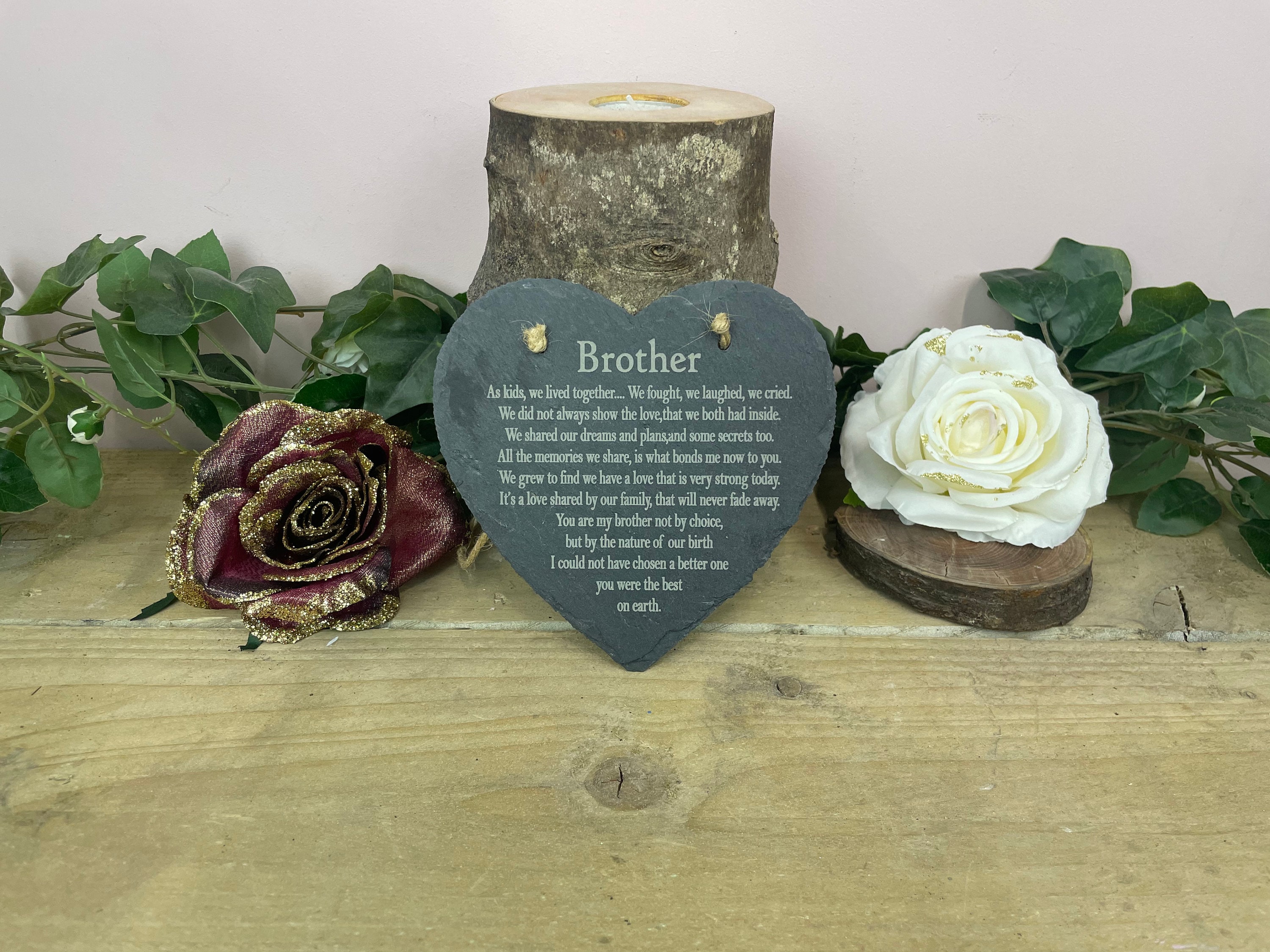 Personalized Brother Memorial Slate Heart Plaque: Remembrance Grave ...