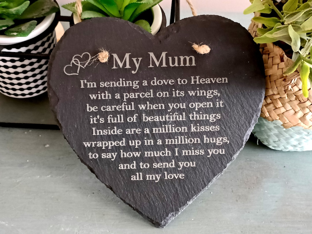 Mum Memorial Garden Stone-remembrance Slate Heart Grave Stone-grave ...